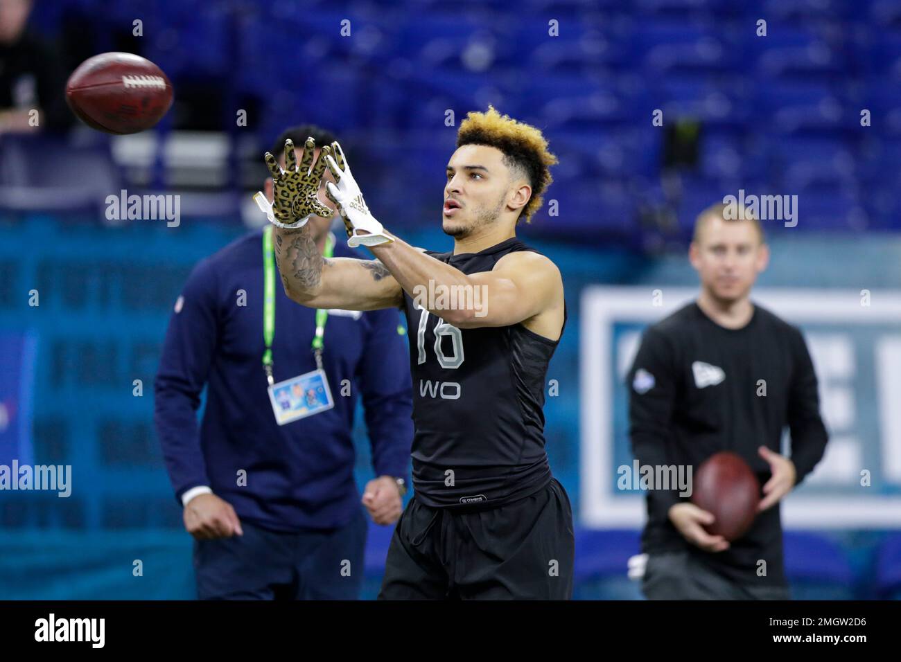 Washington wide receiver Aaron Fuller runs a drill at the NFL football ...