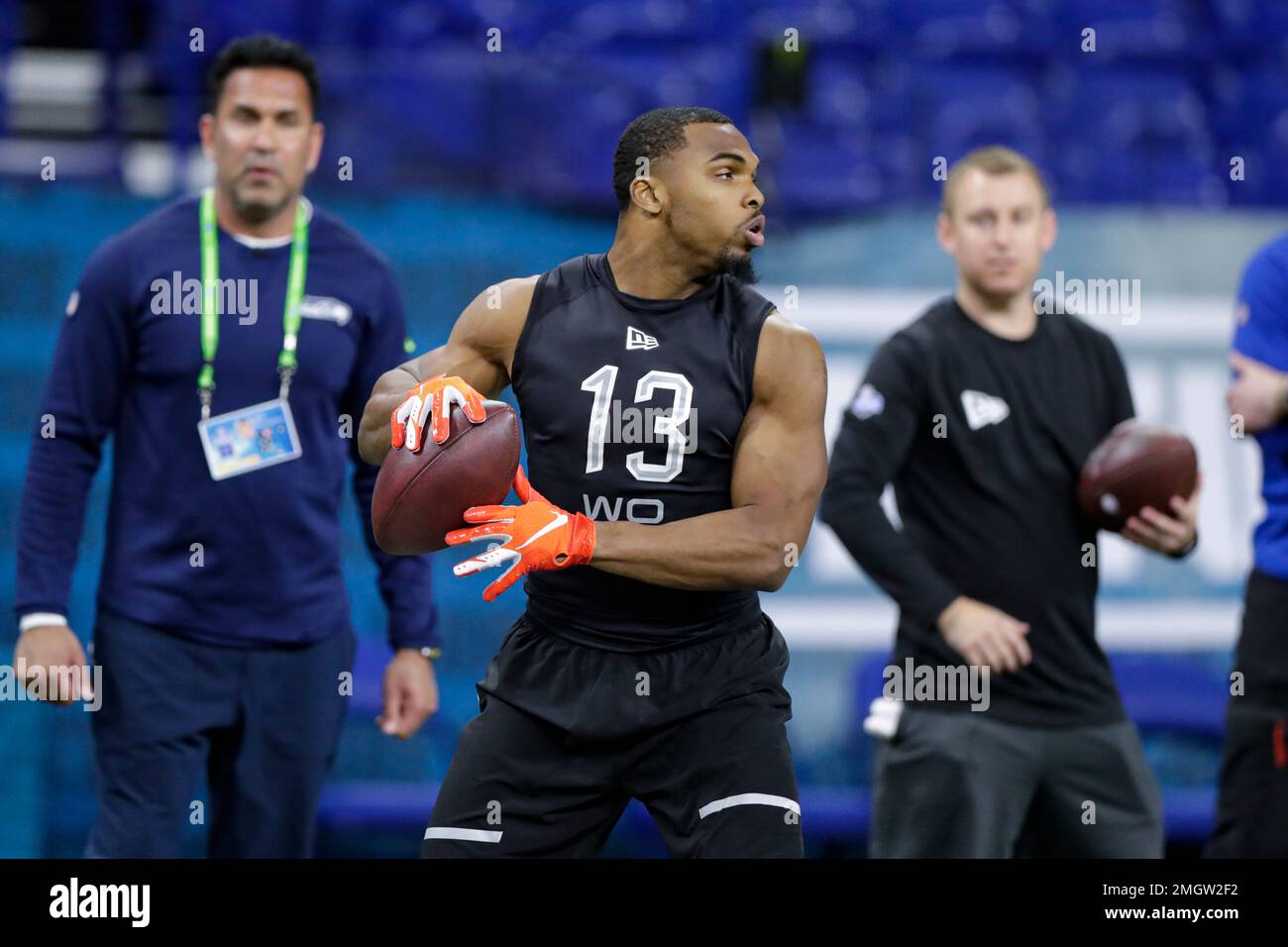 Texas wide receiver Devin Duvernay runs a drill at the NFL football ...