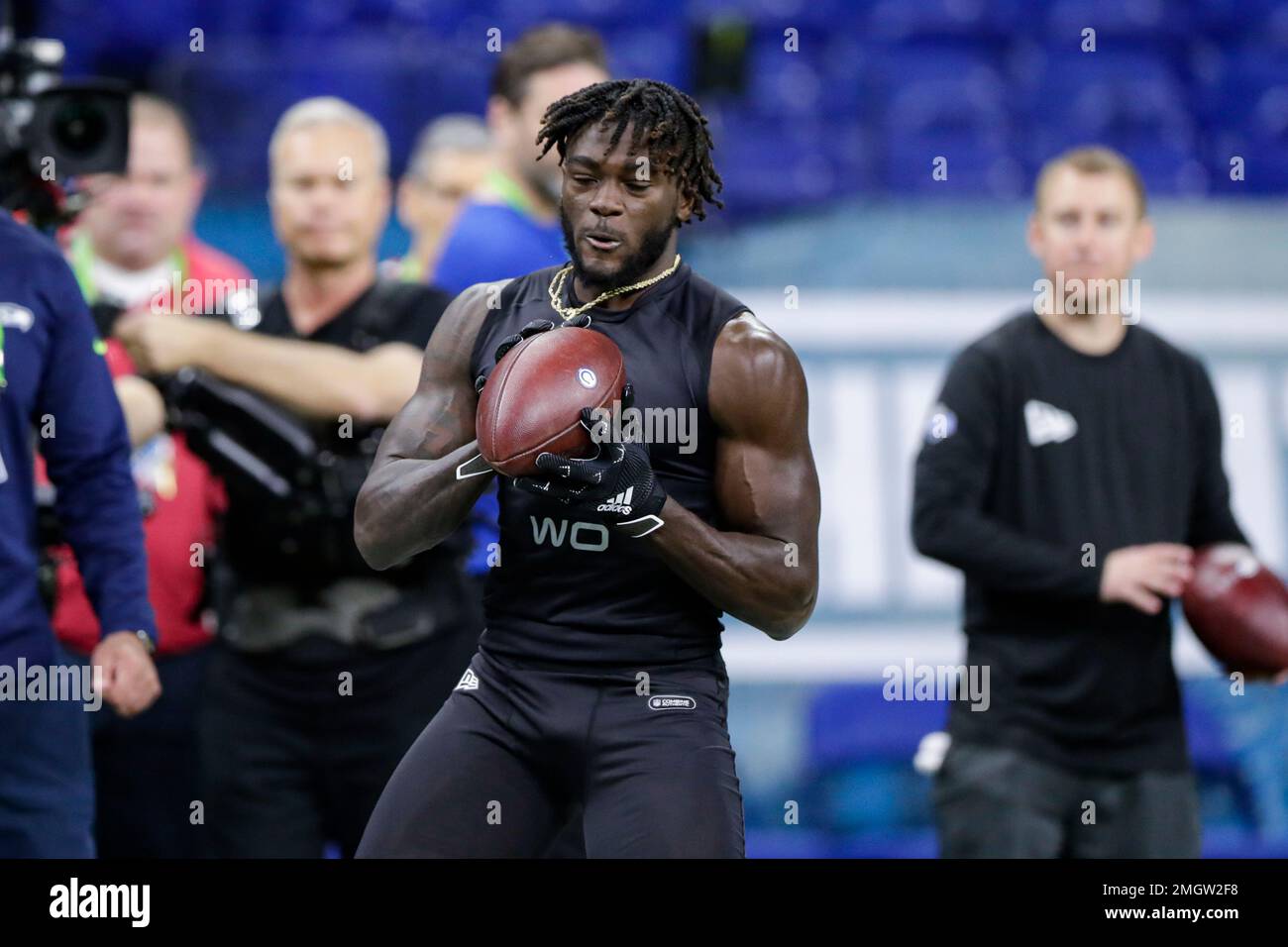 Arizona State wide receiver Brandon Aiyuk runs a drill at the NFL ...