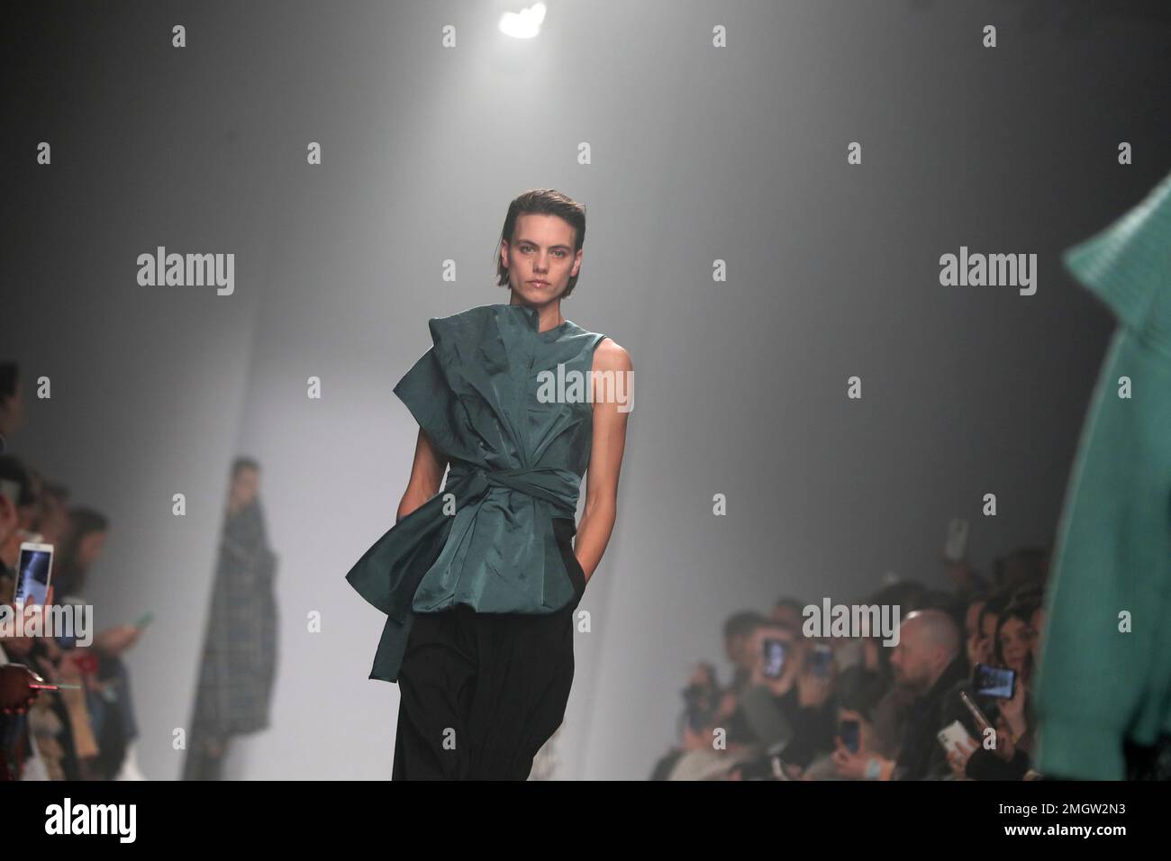 A model wears a creation for Christian Wijnants' Women's fashion week ...