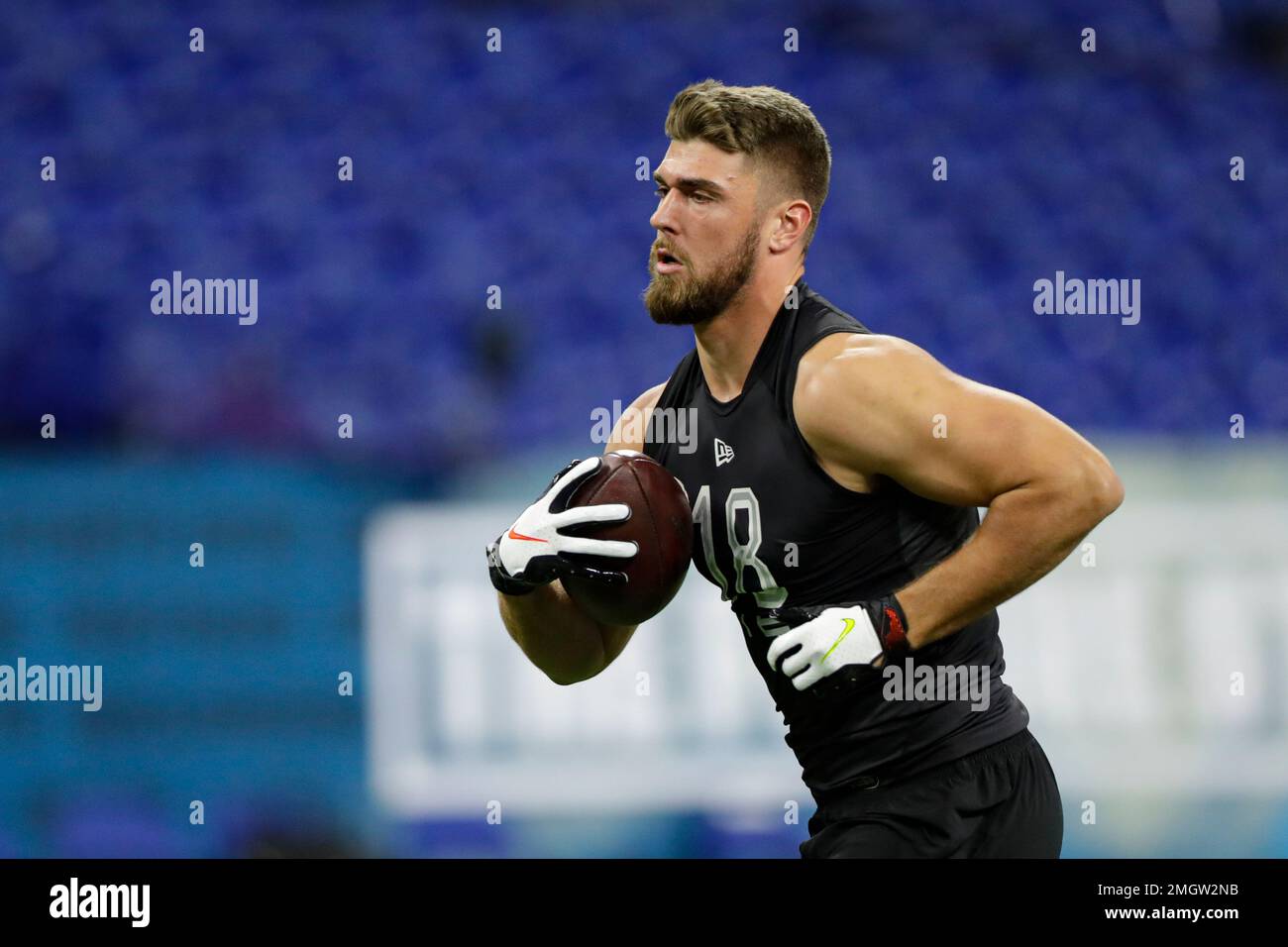 South Florida tight end Mitchell Wilcox runs a drill at the NFL ...