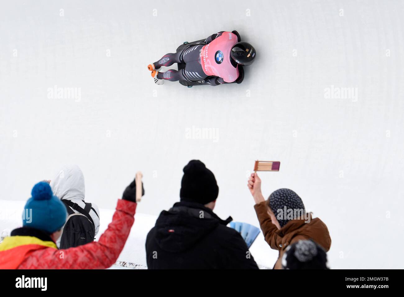 Martins Dukurs from Latvia competes during the Skeleton competition at ...