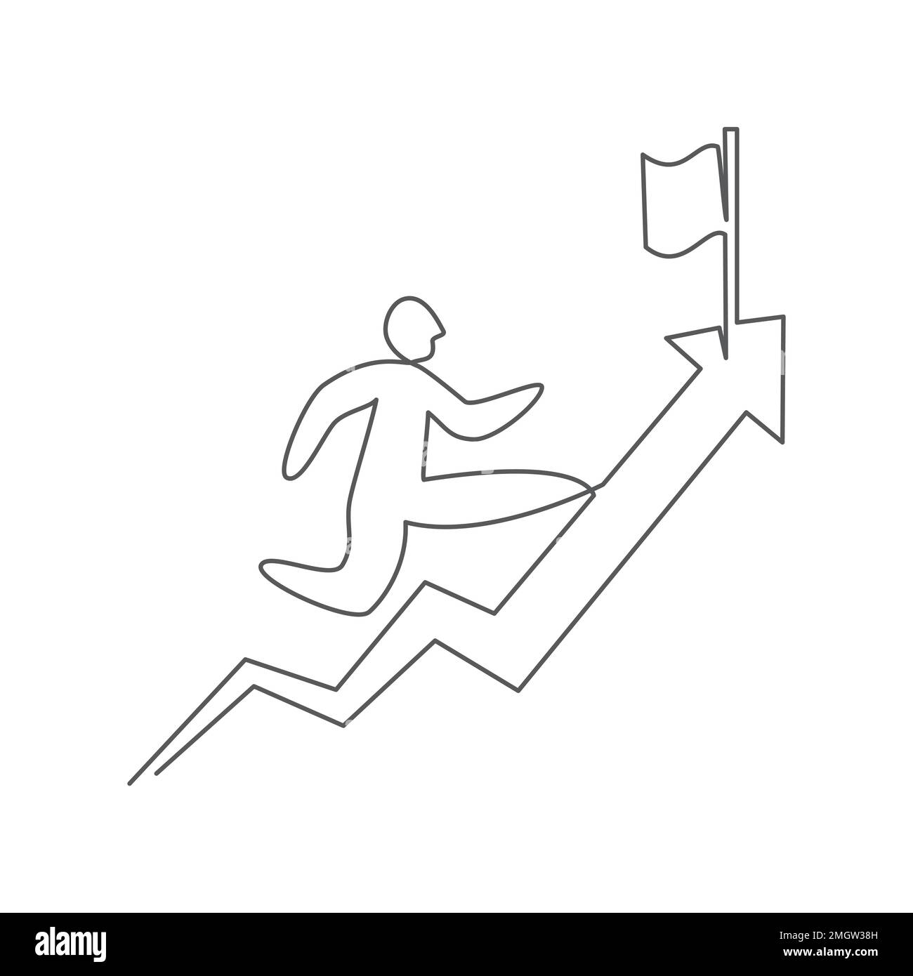 Business growth concept One line drawing on white background Stock ...