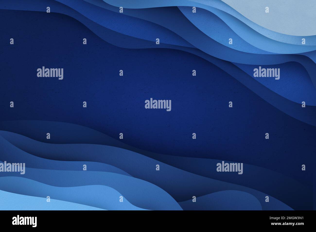 Creative abstract banner illustration. Deep blue waves made of cut out ...