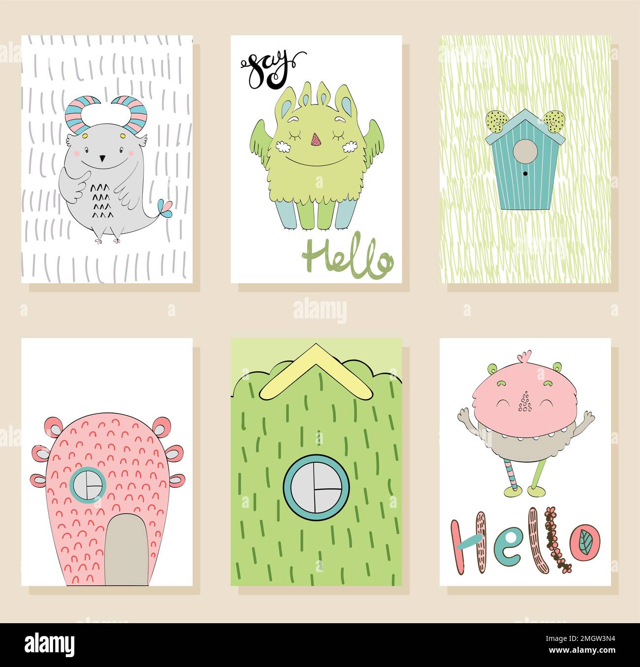 funny monsters cards Stock Vector Image & Art - Alamy
