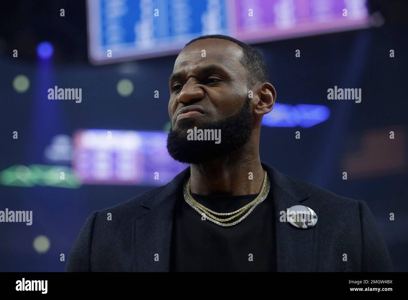 Los Angeles Lakers forward LeBron James during an NBA basketball game ...