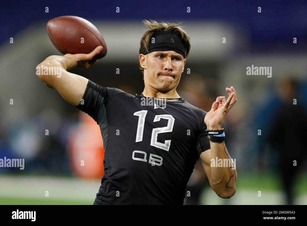 Hawaii quarterback Cole McDonald runs a drill at the NFL football ...