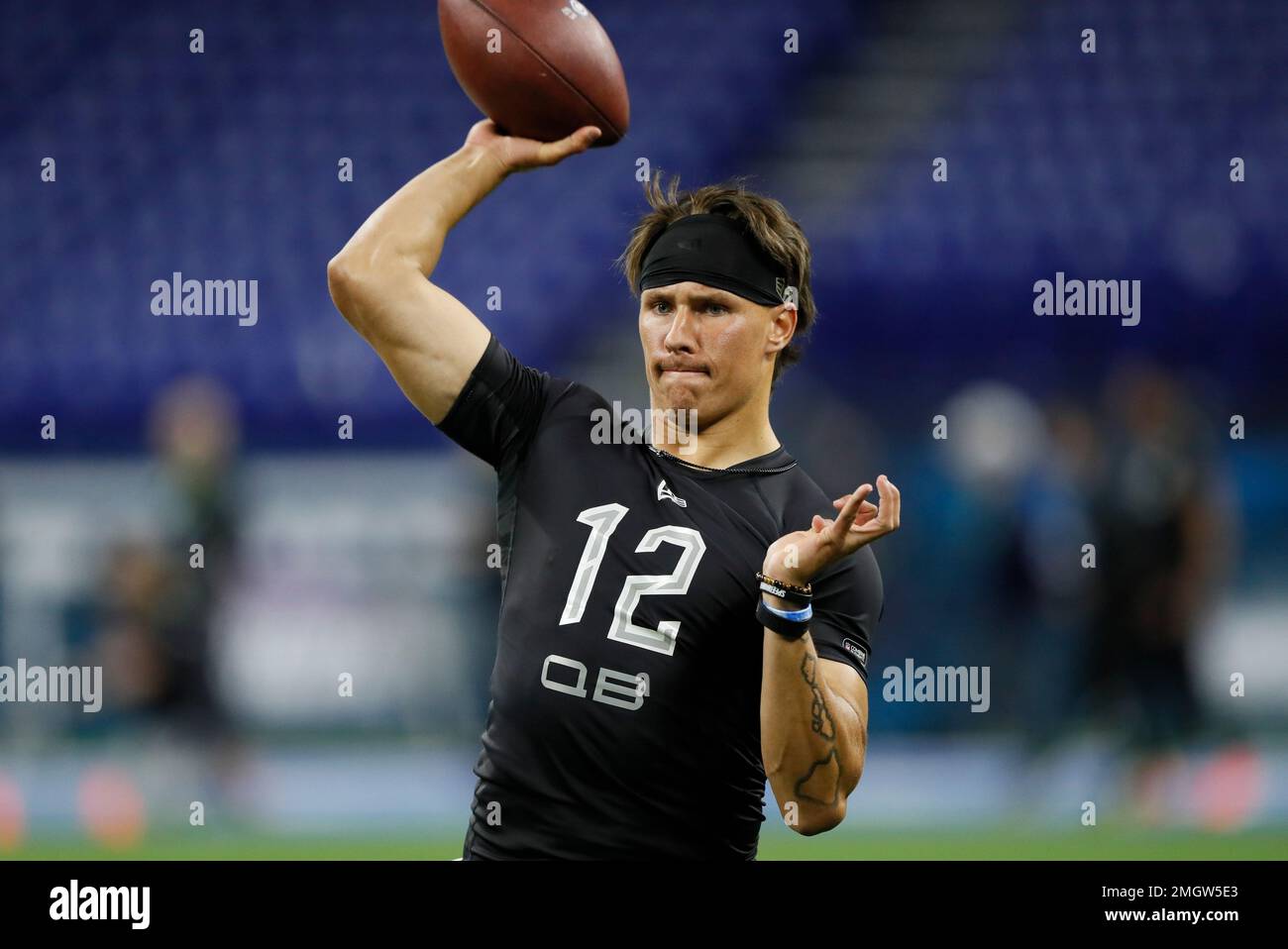 Hawaii quarterback Cole McDonald runs a drill at the NFL football ...