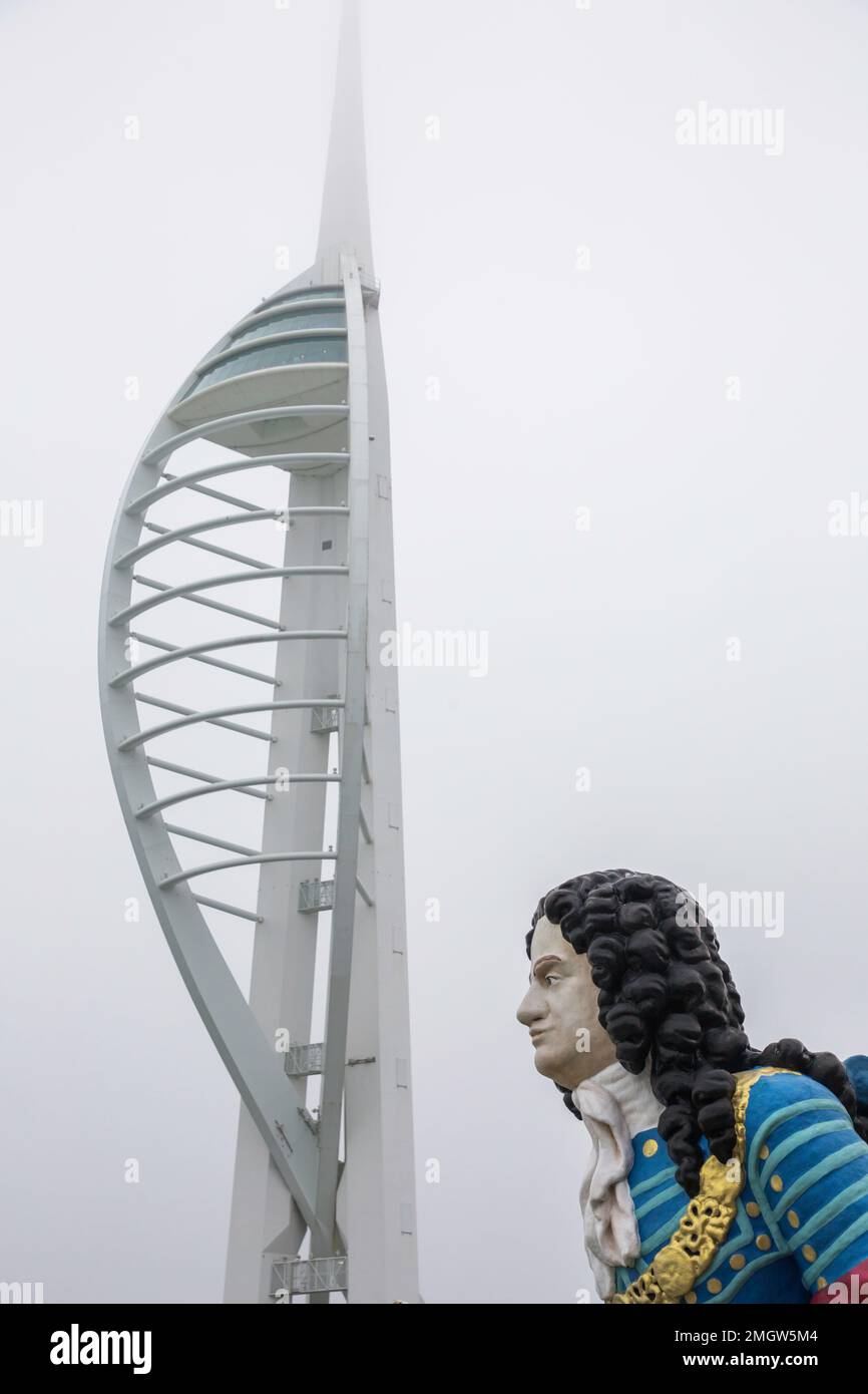 Portsmouth Dockyard with Spinnaker Tower and Ships Figurehead Stock ...