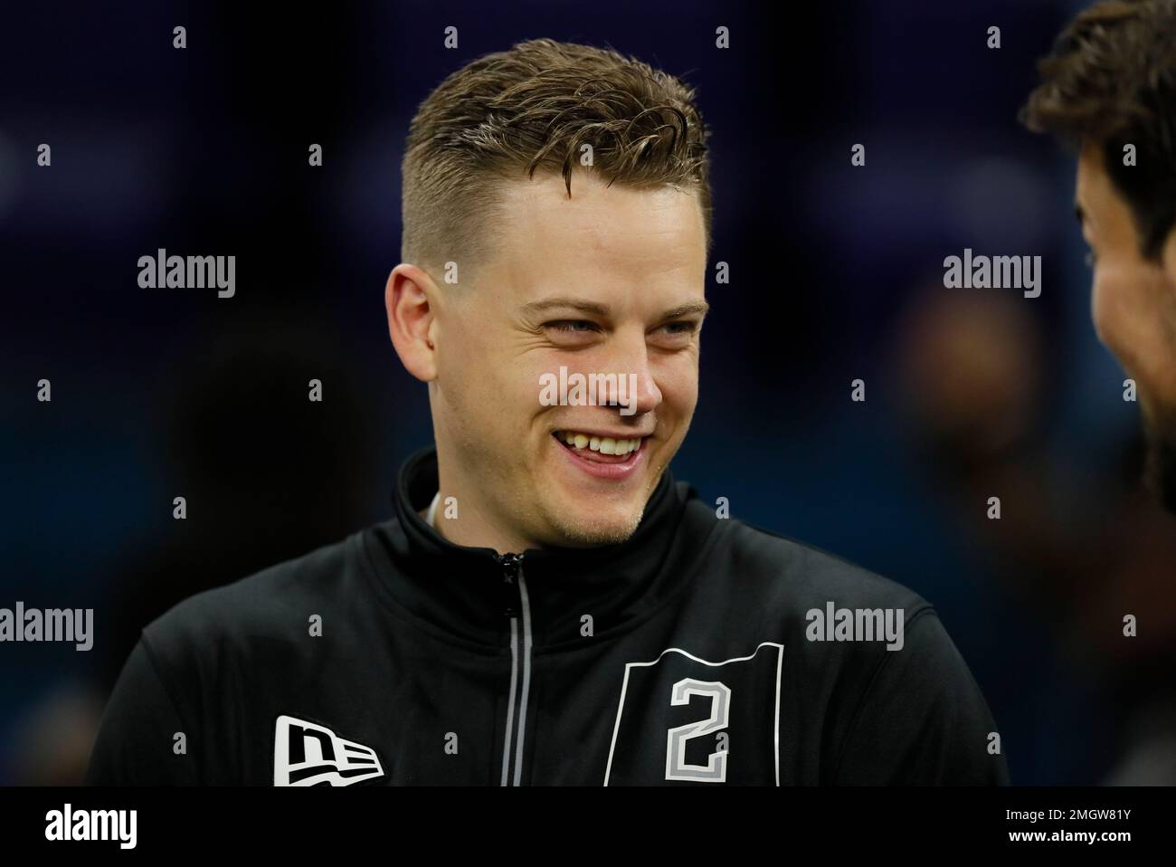 LSU quarterback Joe Burrow watches a drill at the NFL football scouting ...