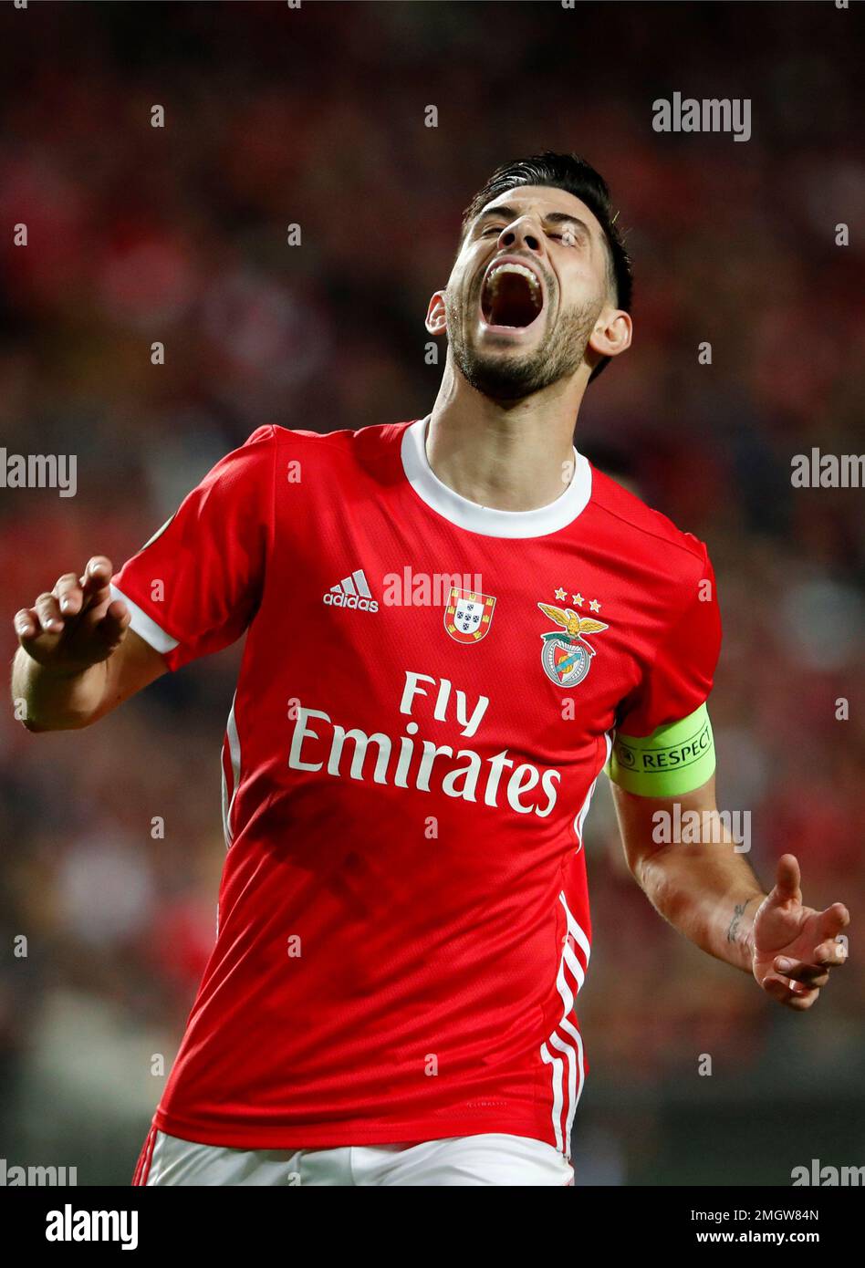 Benfica's Pizzi reacts after a missed chance to score during the Europa ...
