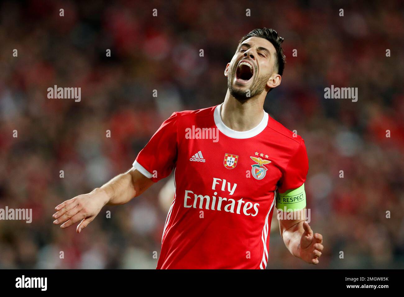 Benfica's Pizzi reacts after a missed chance to score during the Europa ...