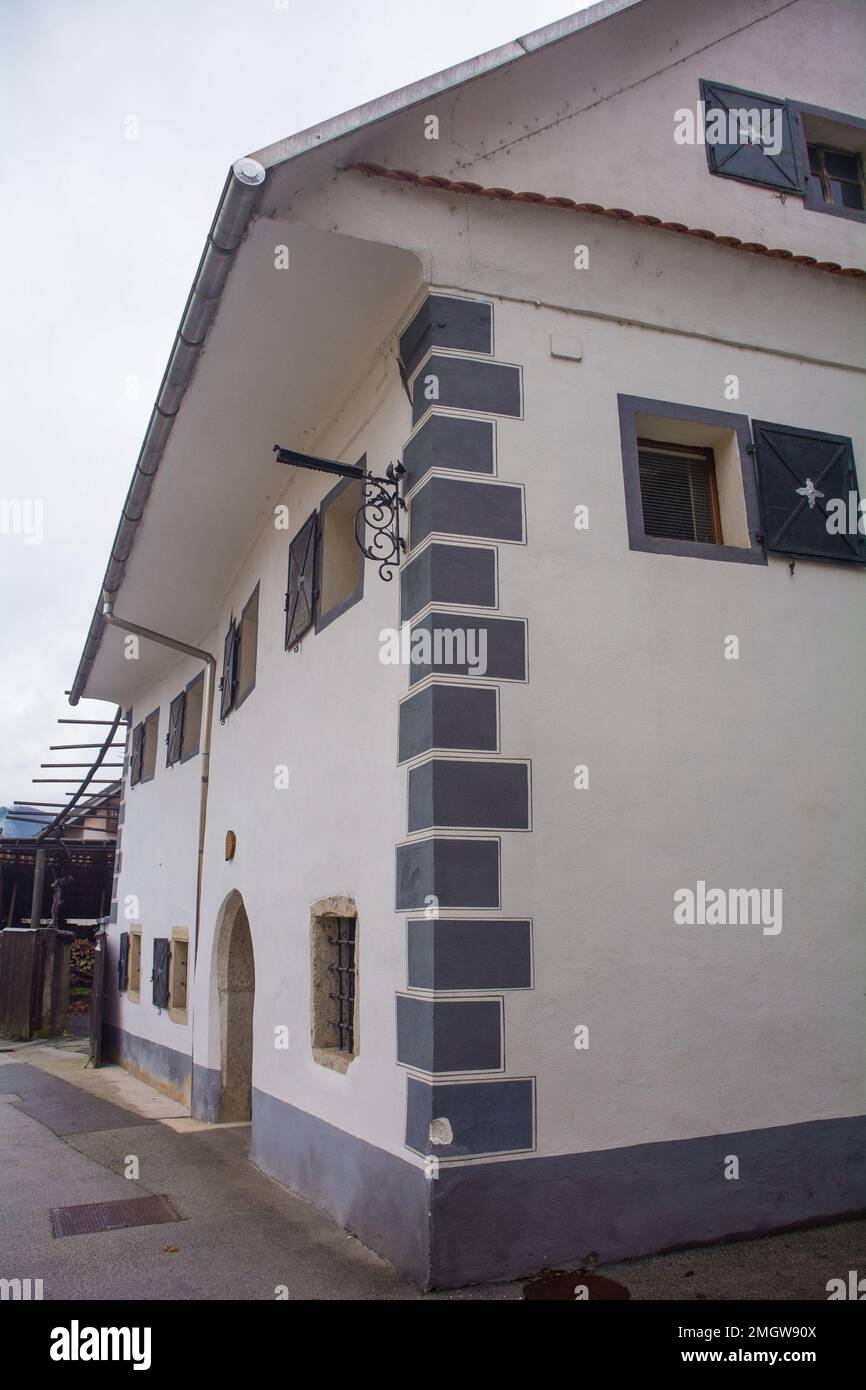 Firbars House in Skofja Loka in Gorenjska, Slovenia. Called Firbarjeva ...