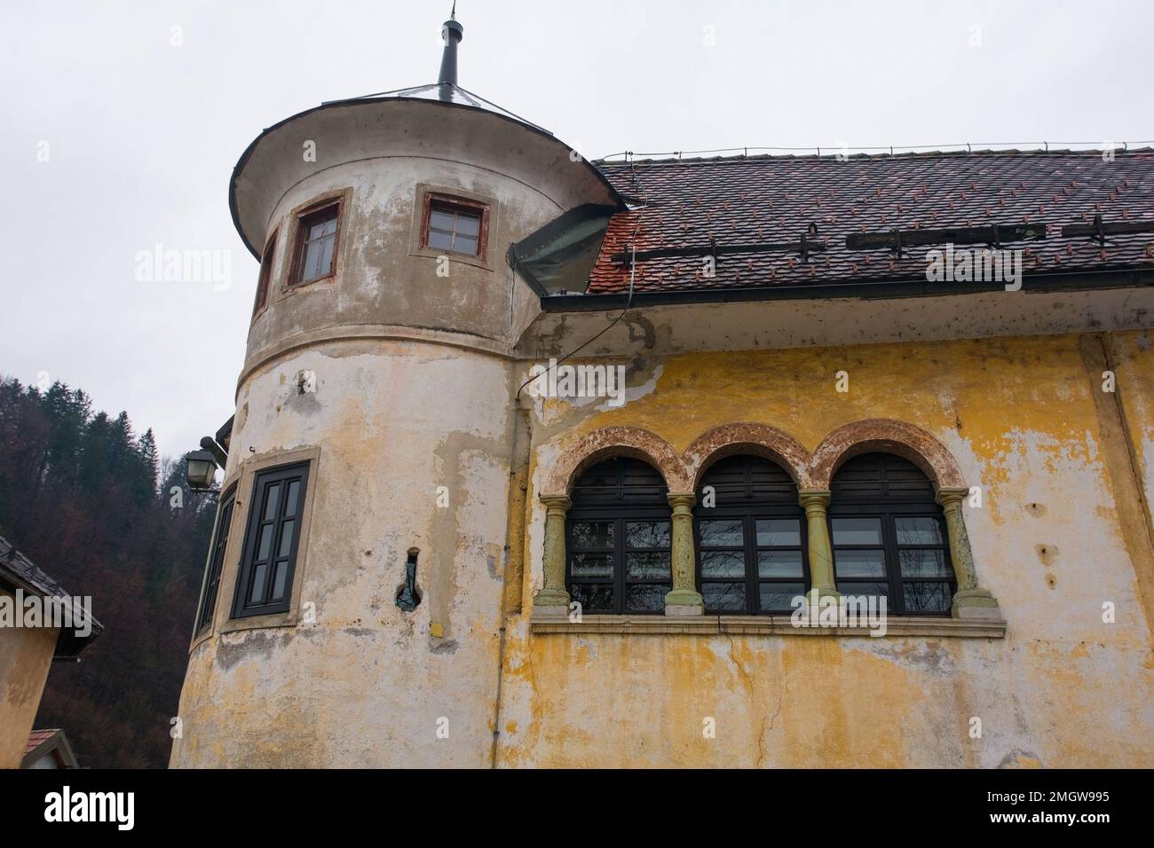 The historic Pustal Castle in Skofja Loka in Gorenjska, Slovenia ...