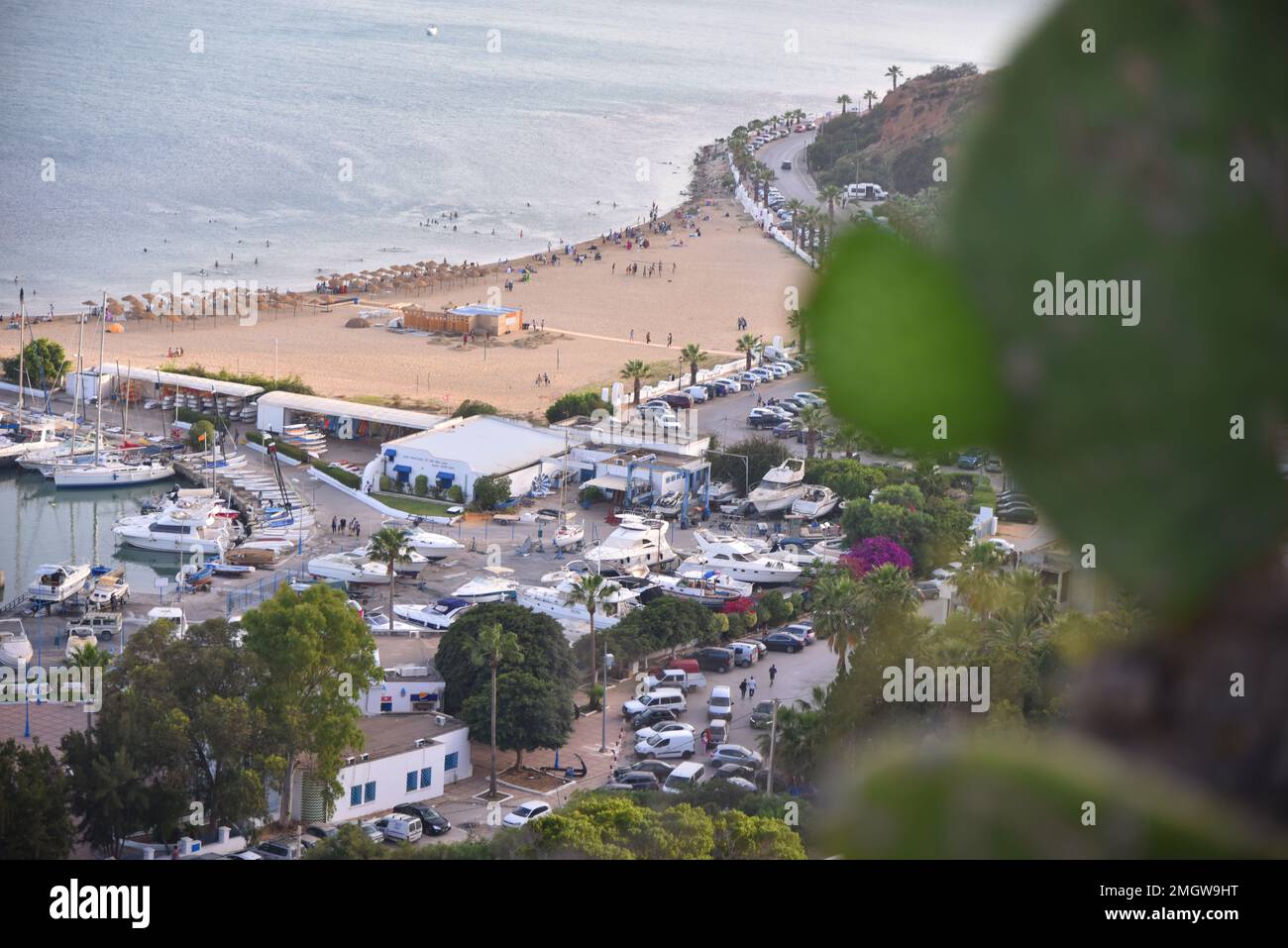 Port with yachts and ships in Sidi Bou Said. Copy space, wallpaper ...