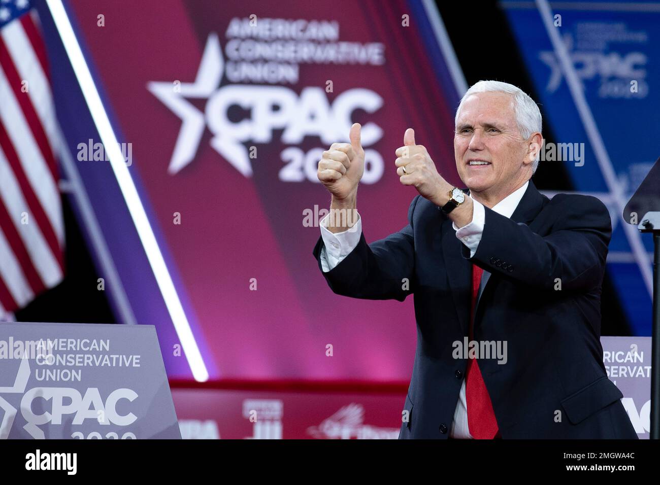 Vice President Mike Pence gives the thumbs-up during the Conservative Political Action ...