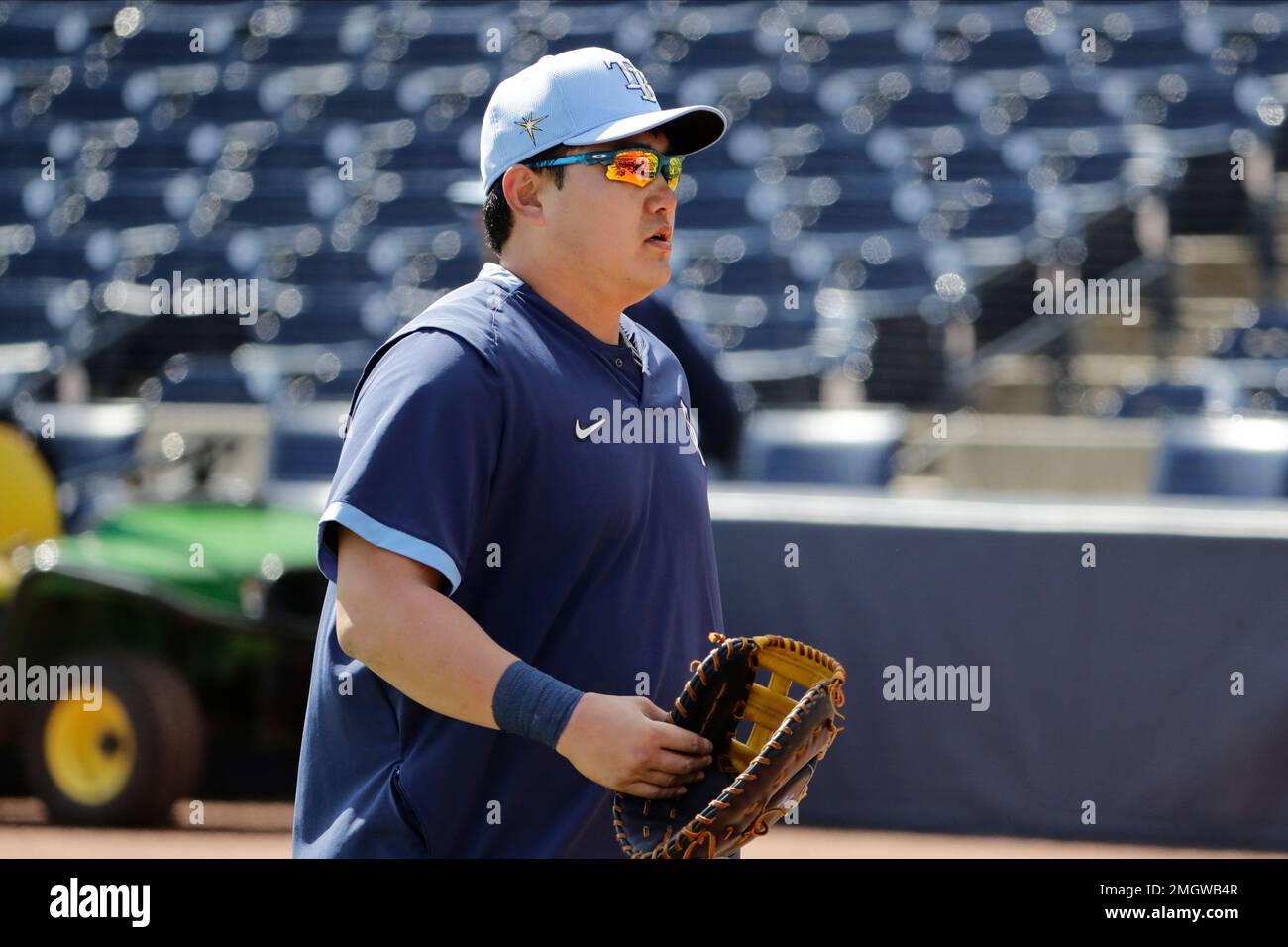 Tampa Bay Rays' Ji-Man Choi, of South Korea, walks on the field during ...