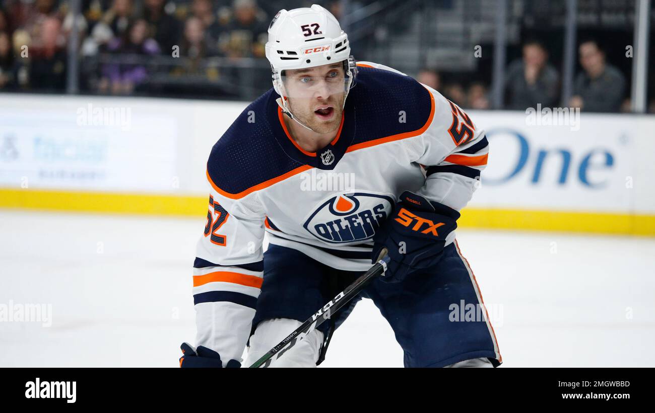 Edmonton Oilers right wing Patrick Russell (52) plays against the Vegas ...