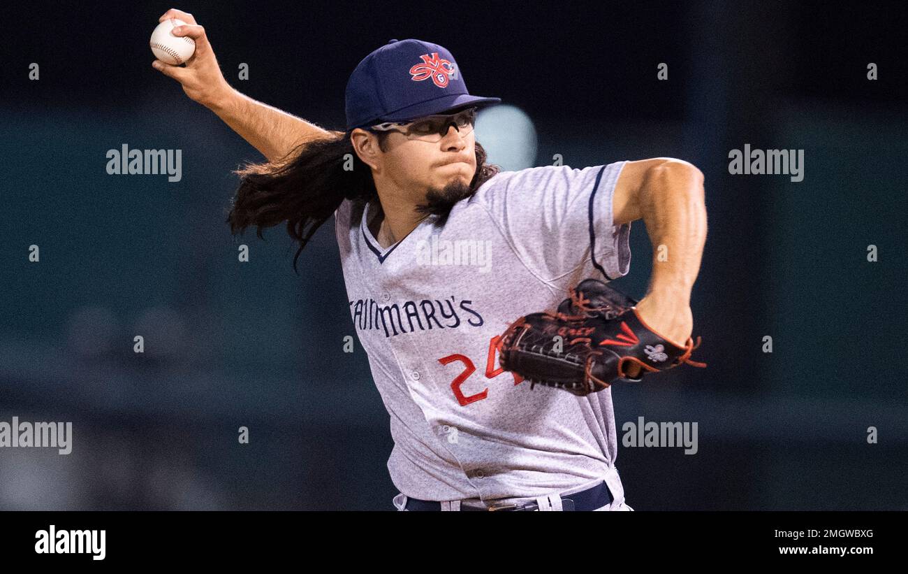 St. Mary's pitcher Carlos Lomeli during an NCAA baseball game against ...
