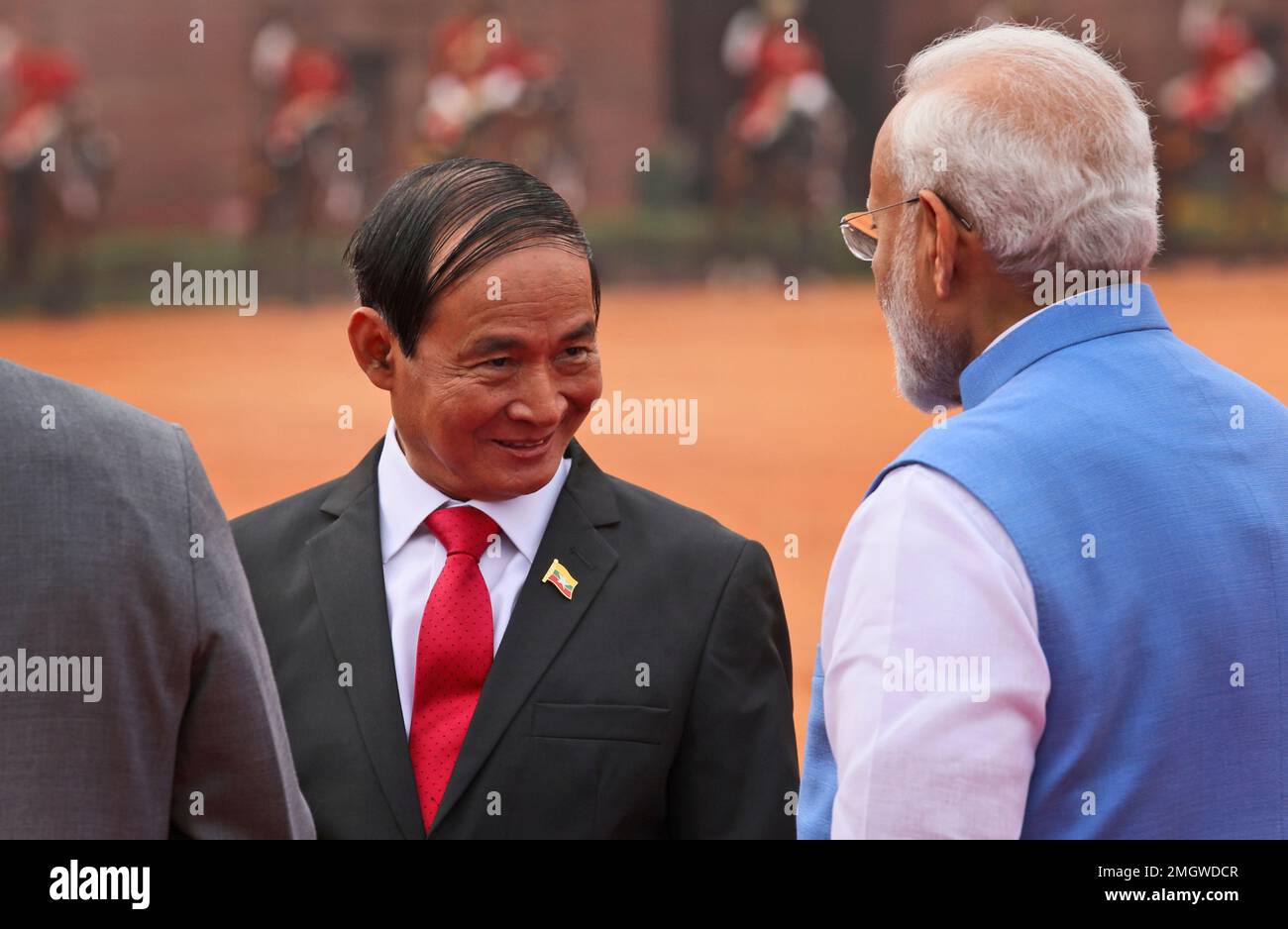 Myanmarese President U Win Myint talks to Indian Prime Minister ...