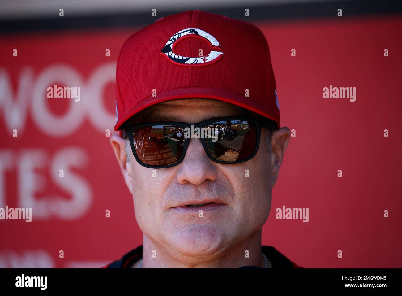Cincinnati Reds manager David Bell stands in the dugout during the ...