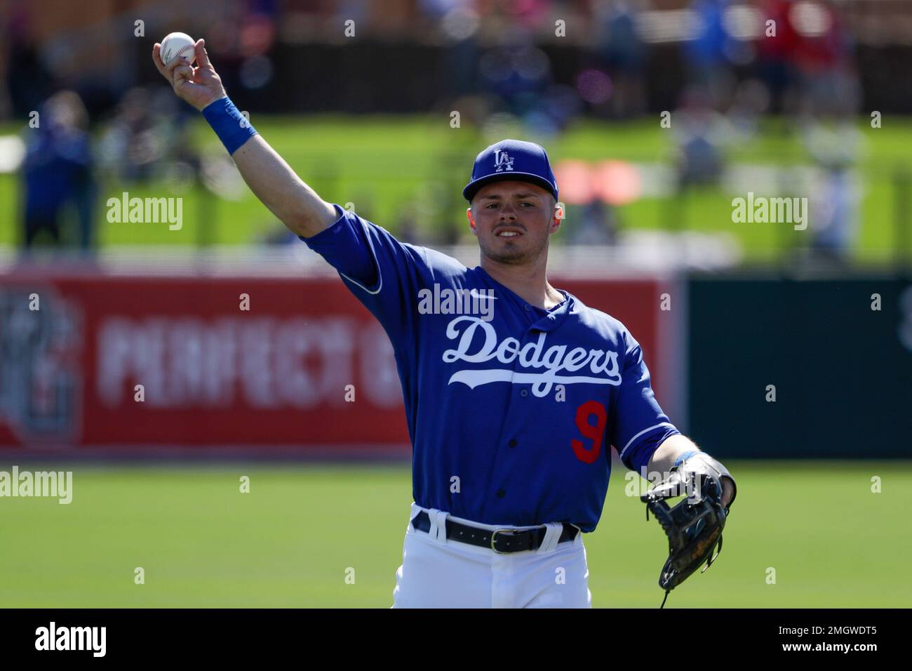 Los Angeles Dodgers infielder Gavin Lux before a spring training ...