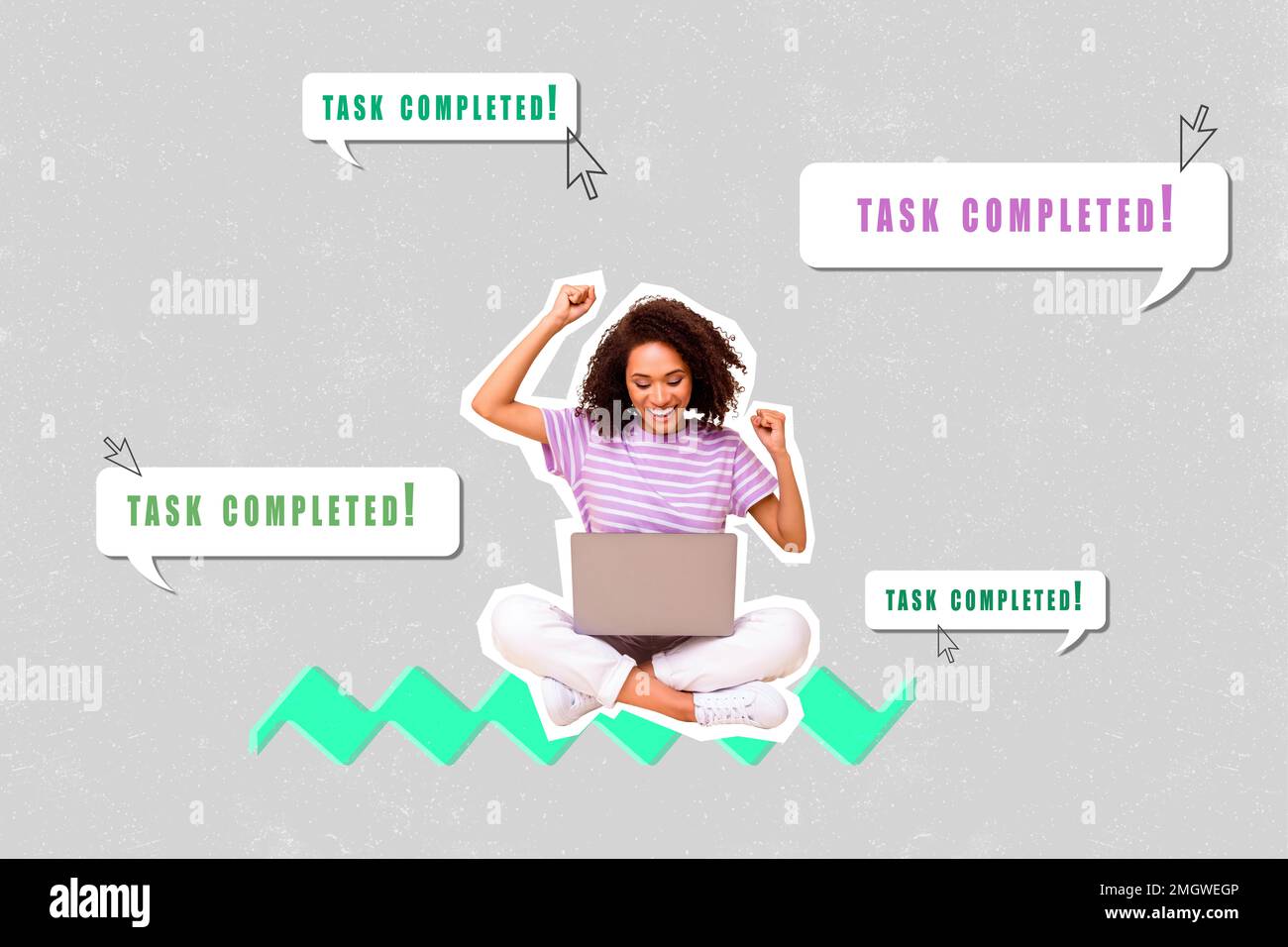 3d retro abstract creative artwork template collage of happy cheerful ...