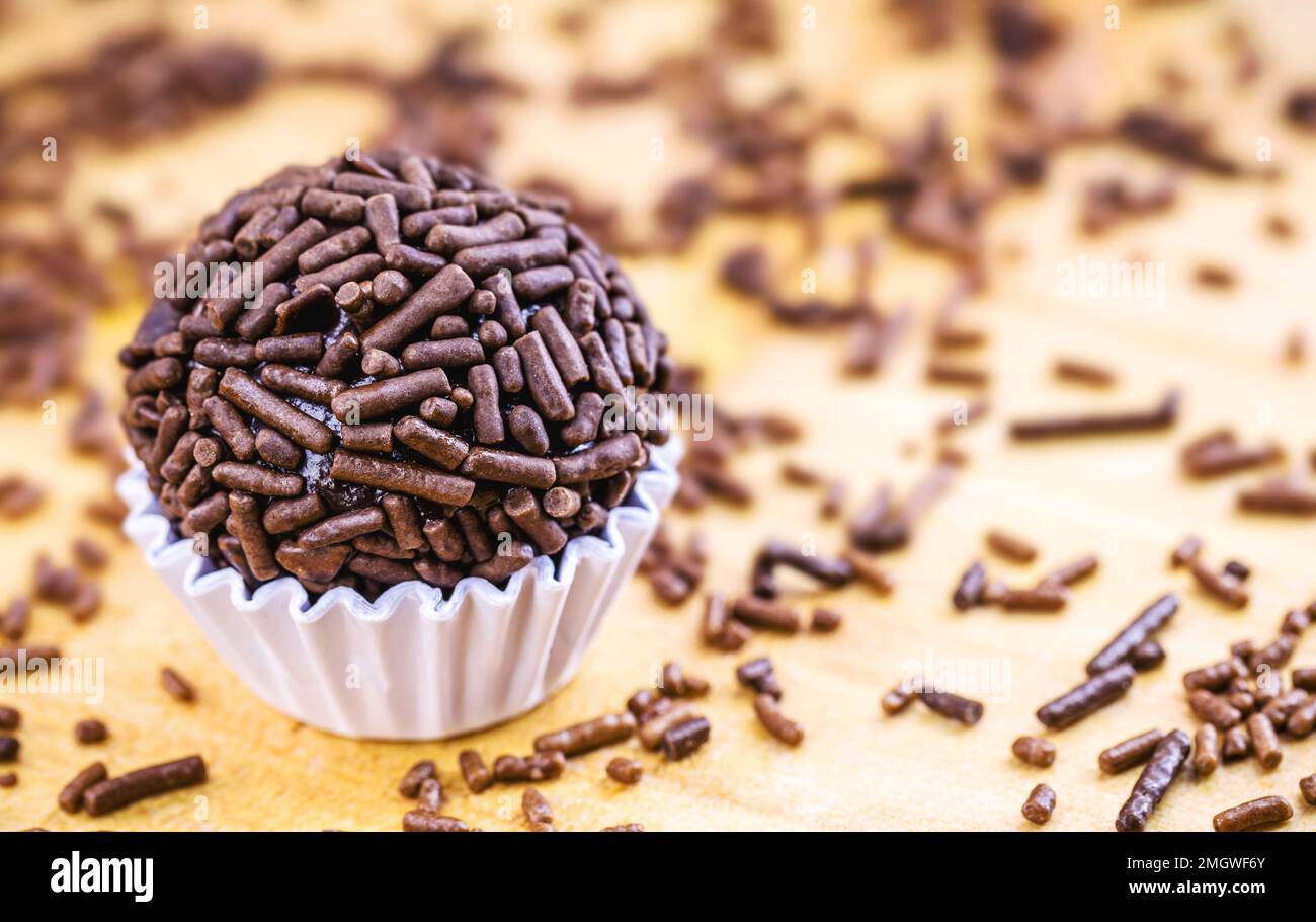 Brazilian bonbon called brigadeiro, small chocolate candy , Brazillian ...