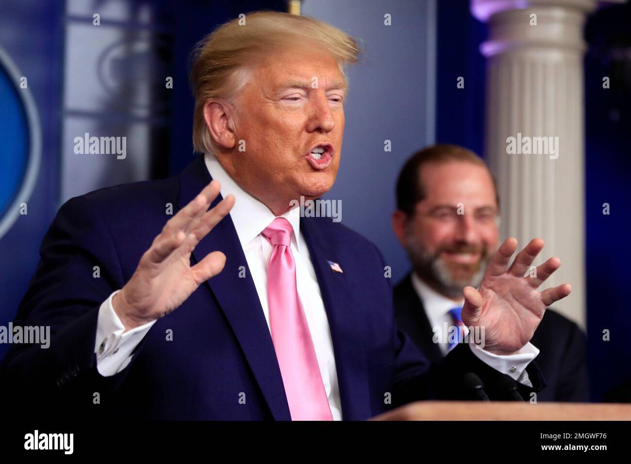 President Donald Trump, with members of the president's coronavirus ...
