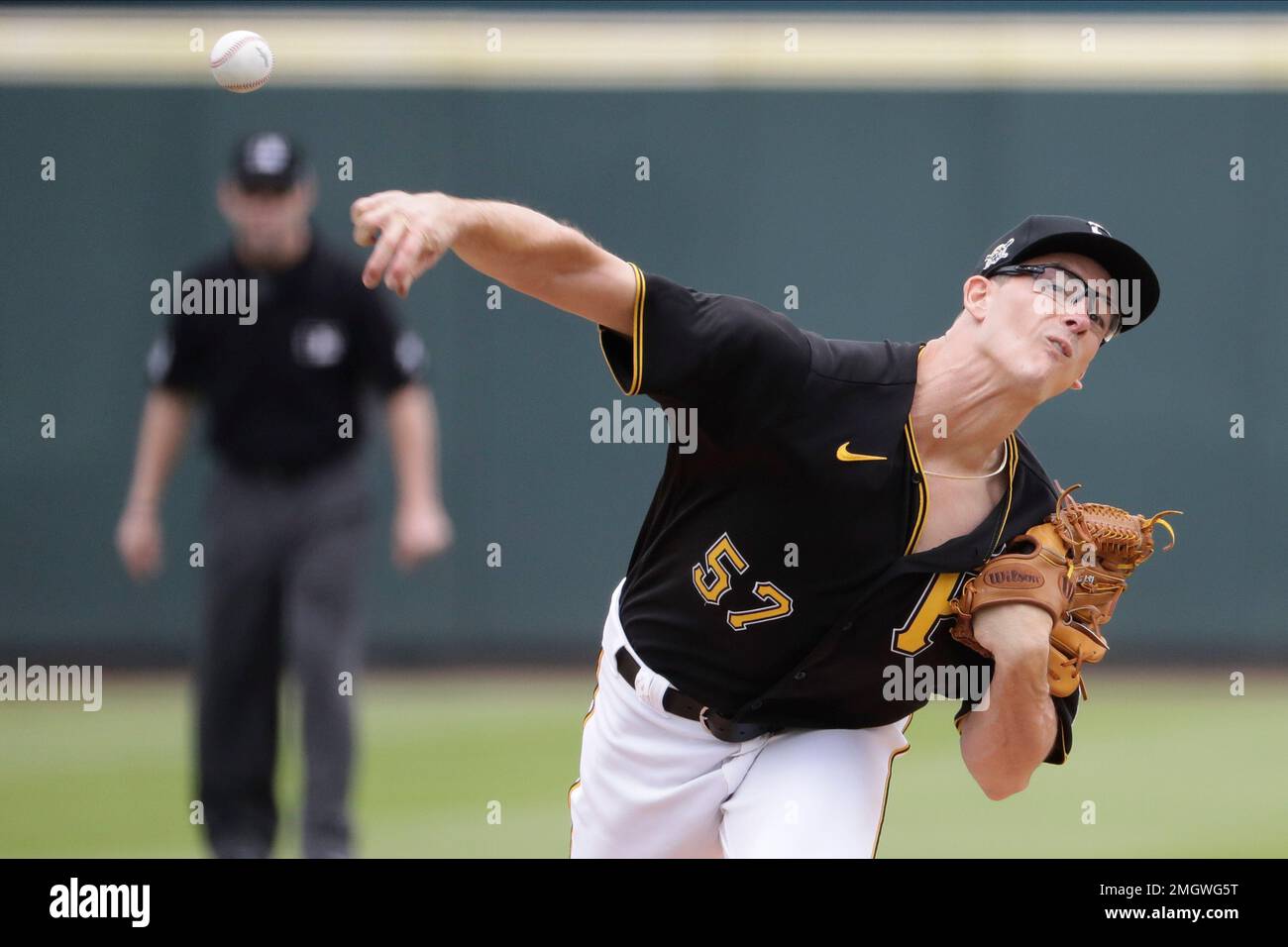 Pittsburgh Pirates relief pitcher Nick Burdi warms up during the fourth ...