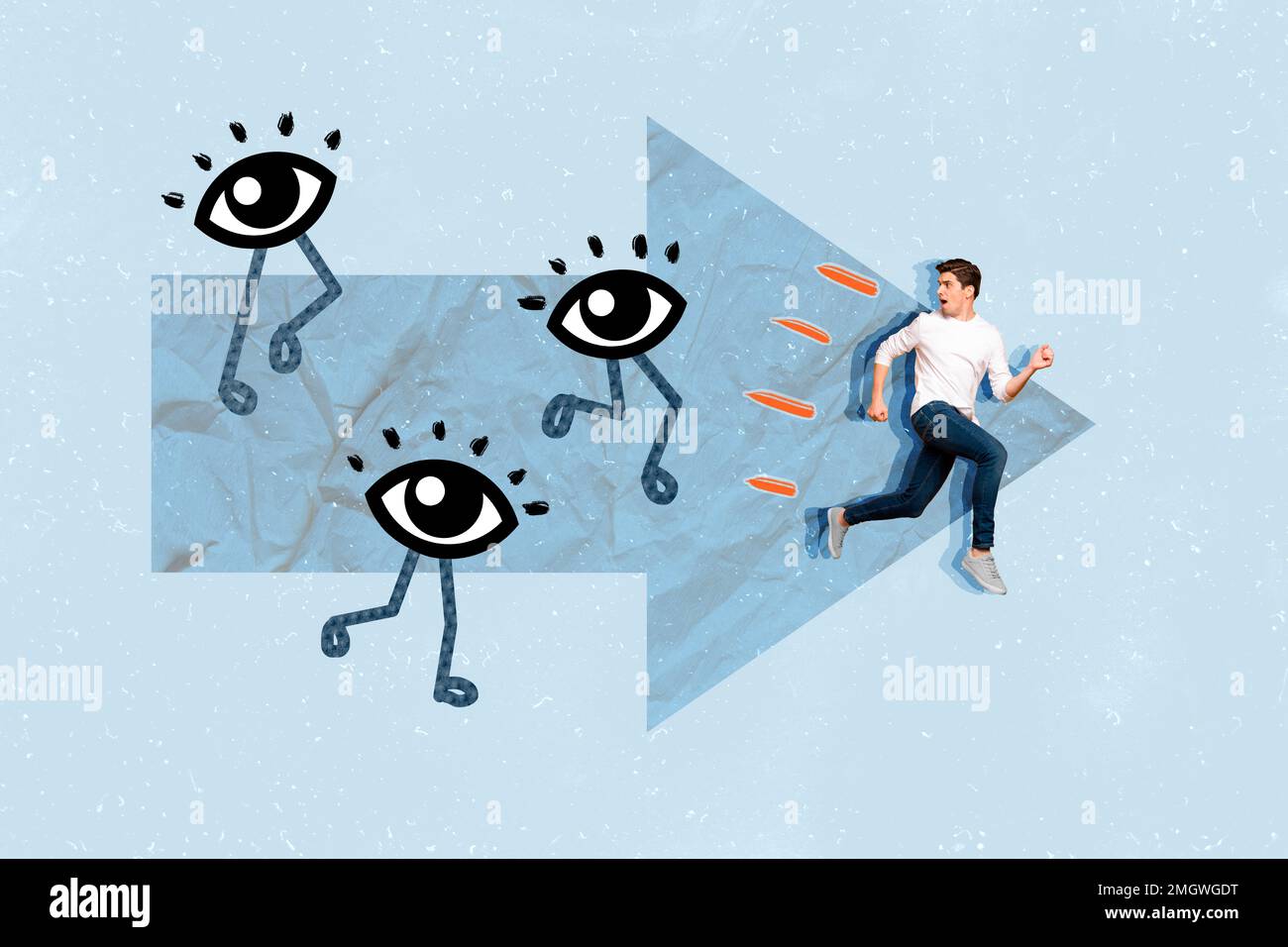 3d retro abstract creative artwork template collage of funny running ...