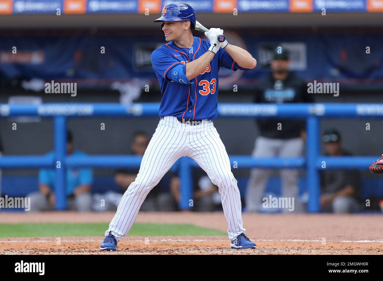 New York Mets Max Moroff bats during a spring training baseball game ...
