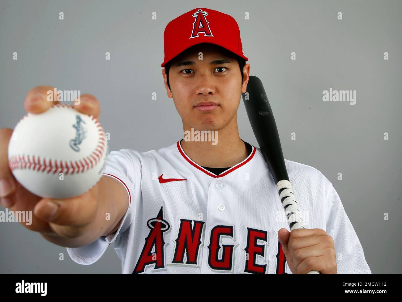 Los Angeles Angels' Shohei Ohtani, of Japan, poses for a photo during ...