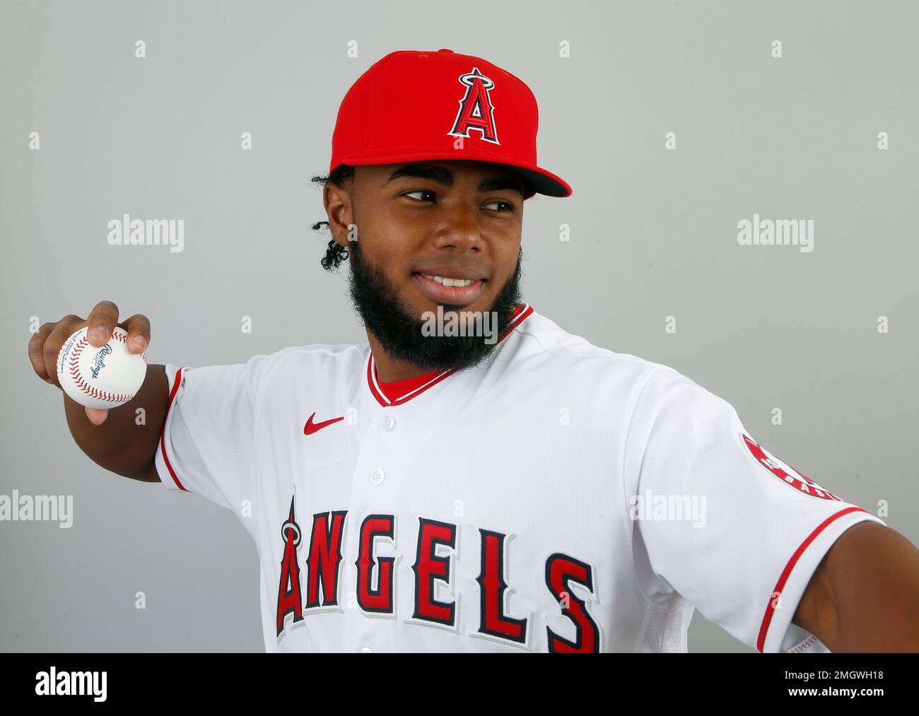 Los Angeles Angels second baseman Luis Rengifo poses for a photo during ...