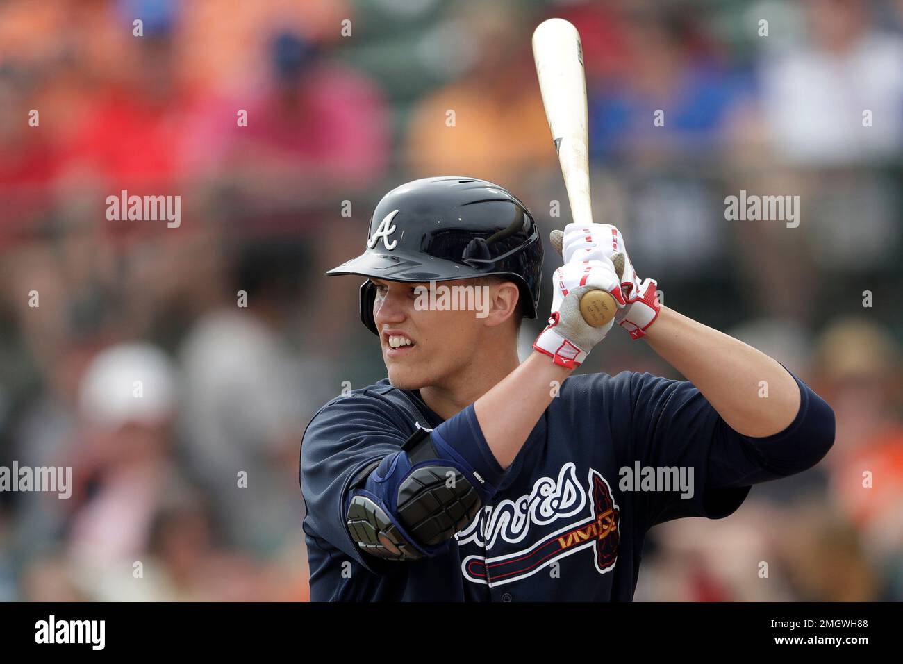 Atlanta braves' Bryce Ball bats against the Baltimore Orioles during a ...