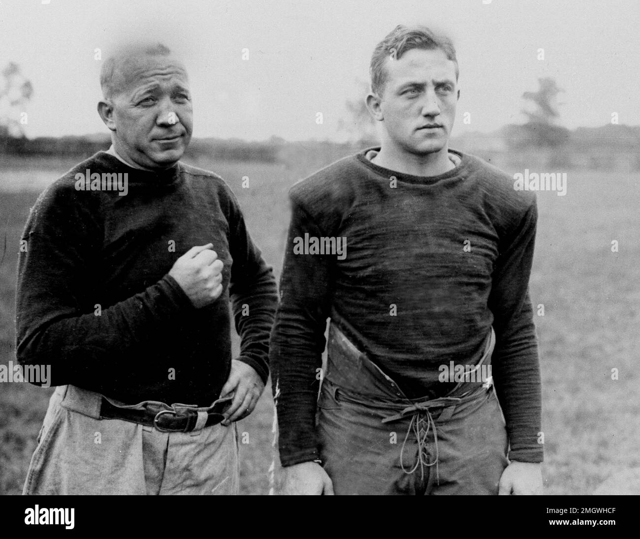 Notre Dame football coach Knute Rockne, left, and team captain Clem ...