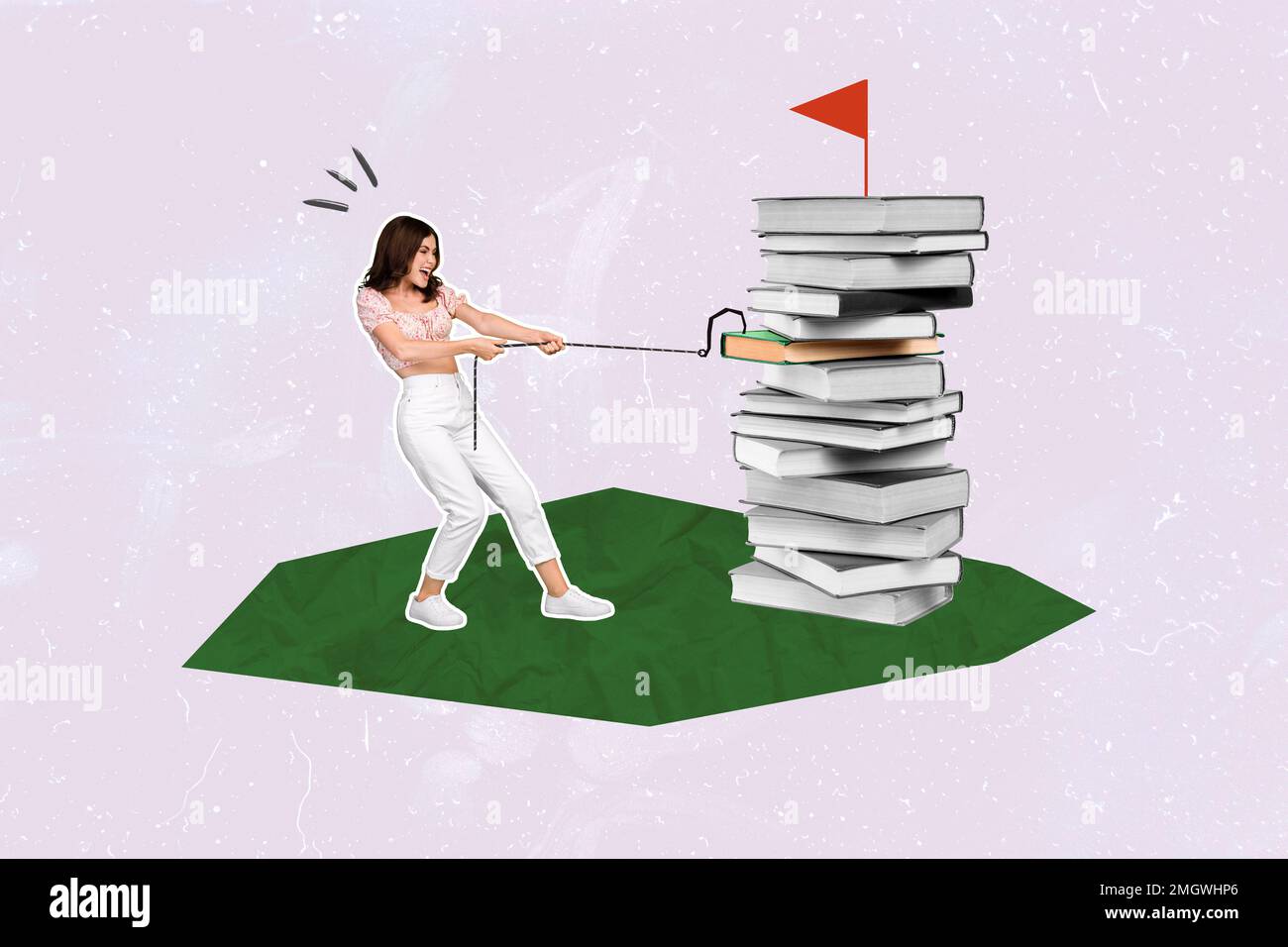 Creative abstract template graphics collage image of purposeful lady ...