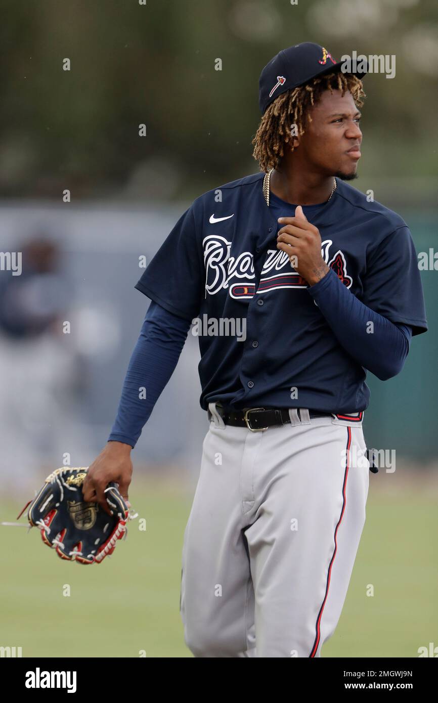 Atlanta Braves center fielder Ronald Acuna Jr. (13) is shown before a ...