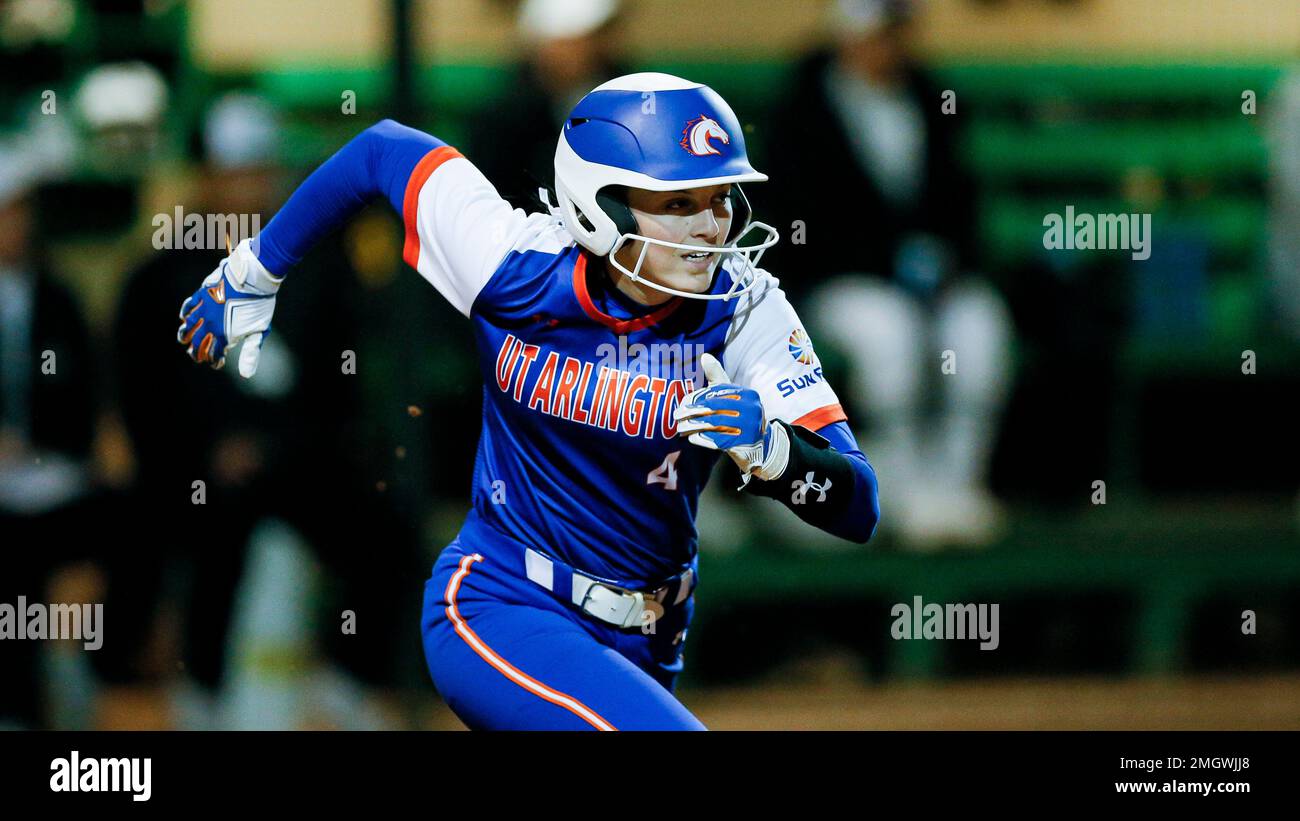 UT-Arlington freshman Reagan Hukill bats during an NCAA softball game ...