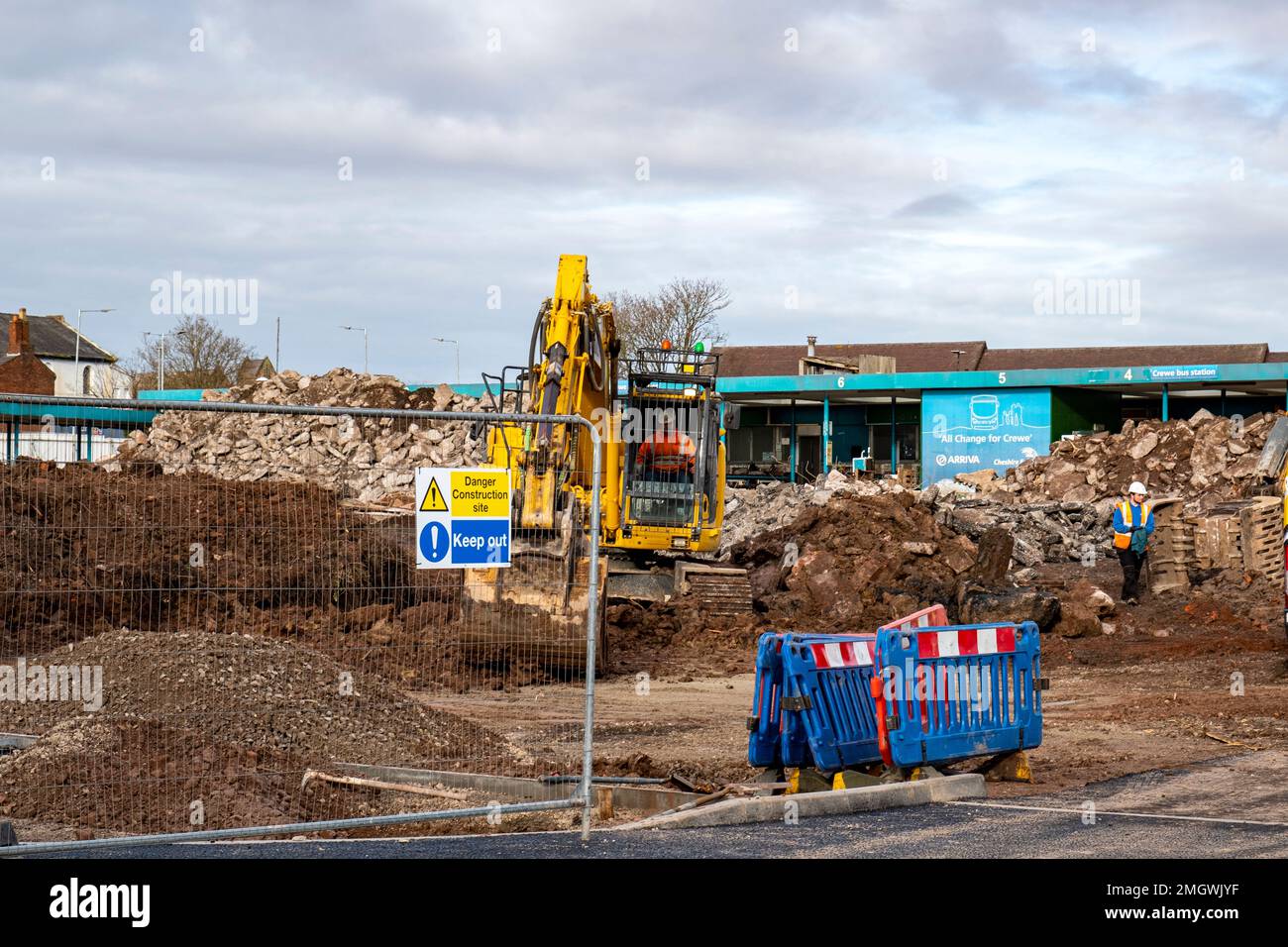 Demolition of Crewe bus station, Cheshire UK Stock Photo - Alamy