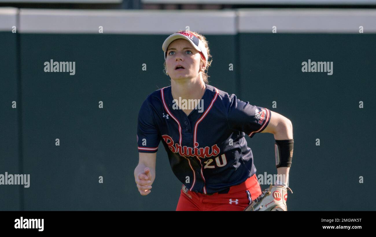 Belmont outfielder Cheyenne Cavanaugh follows the flight of a ball ...