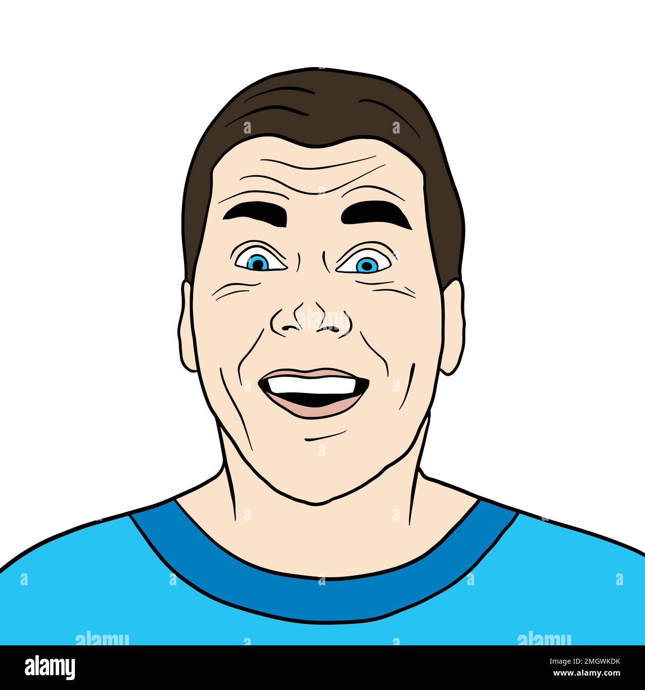 Mans Face With Emotion Pop Art Style Illustration Comic Book
