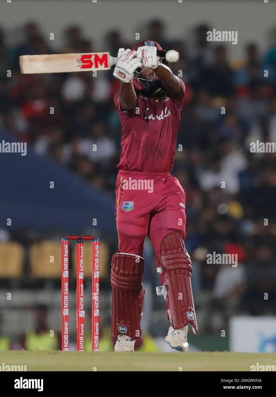 West Indies' Sunil Ambris plays a shot during the second one day ...