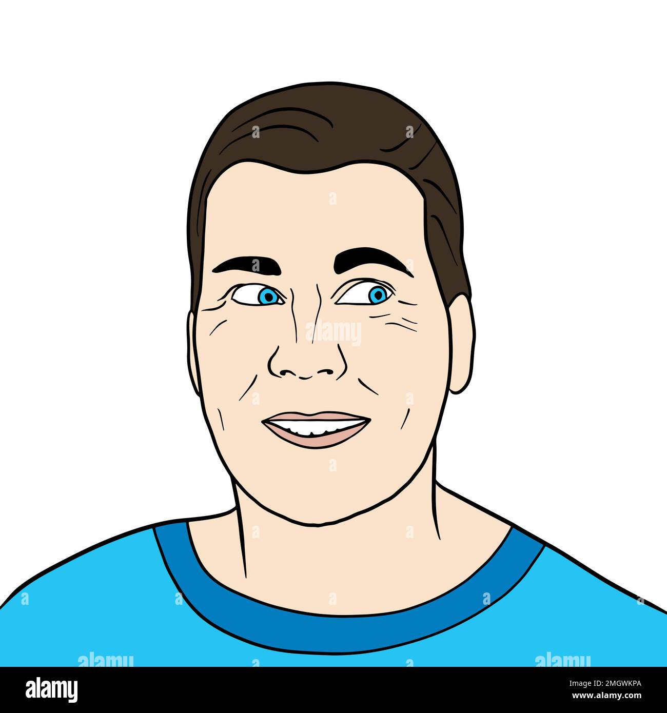 Mans Face With Emotion Pop Art Style Illustration Comic Book