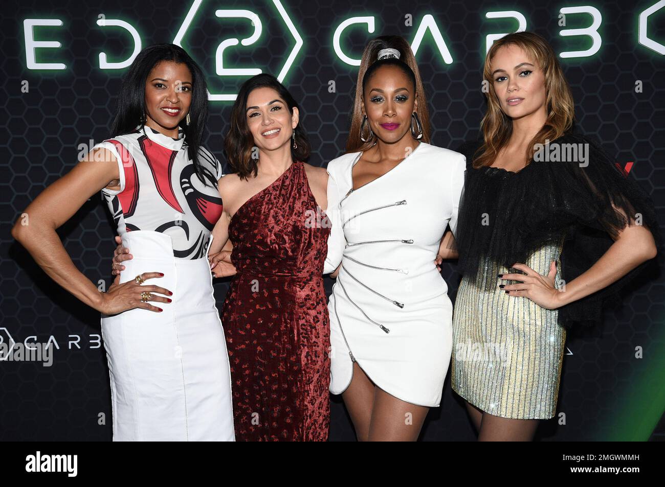 Actors Renée Elise Goldsberry, left, Lela Loren, Simone Missick and ...