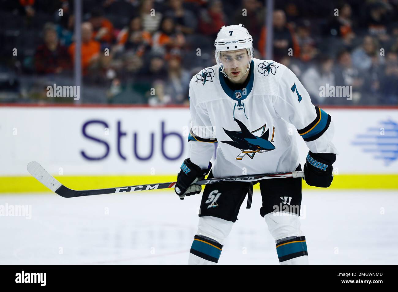 San Jose Sharks' Dylan Gambrell plays during an NHL hockey game against ...