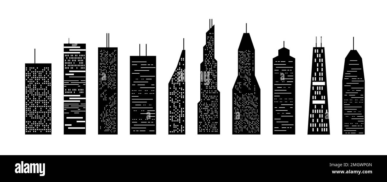 Isolated office building set. City building skyscraper vector element ...
