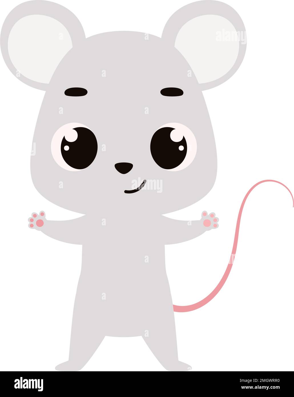 Cute little mouse on white background. Cartoon animal character for ...