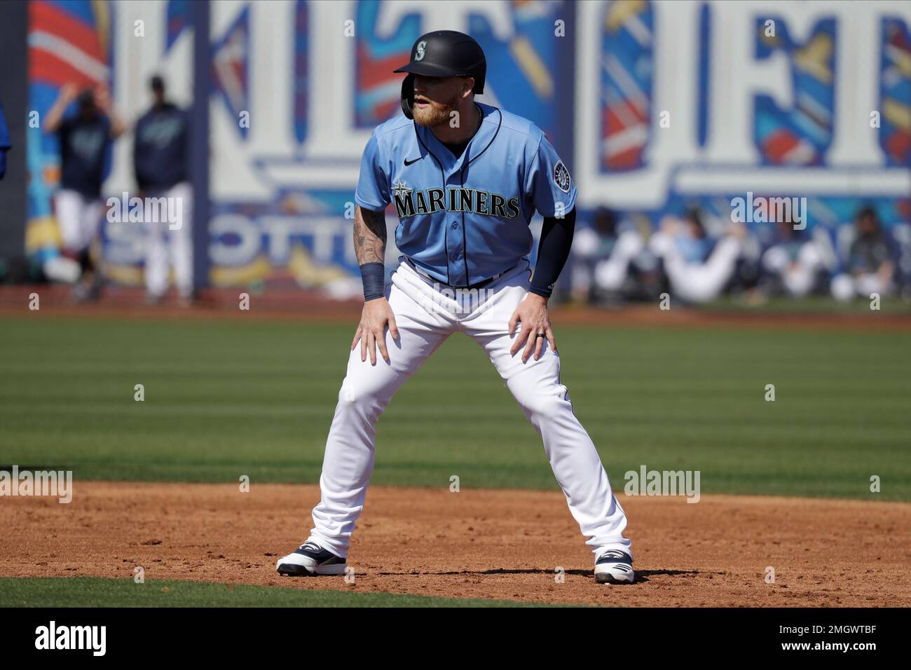 Seattle Mariners' Jake Fraley in action during a spring training ...