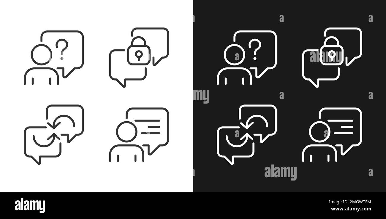 Speech bubbles pixel perfect linear icons set for dark, light mode ... Speech bubbles pixel perfect linear icons set for dark, light mode ...